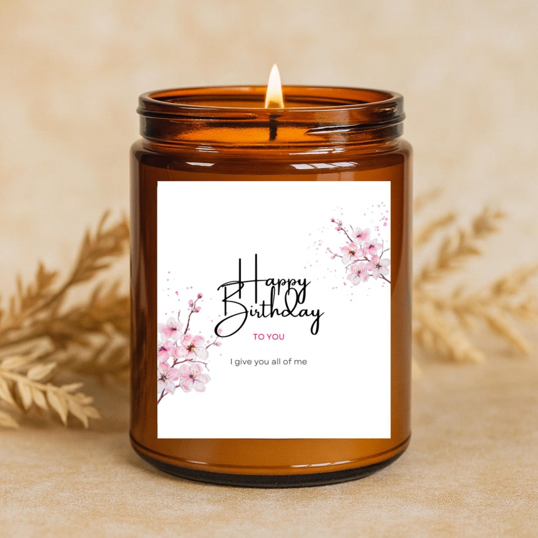 Personalized Birthday Candle: Floral Scented Soy Candle Gift - Etsy