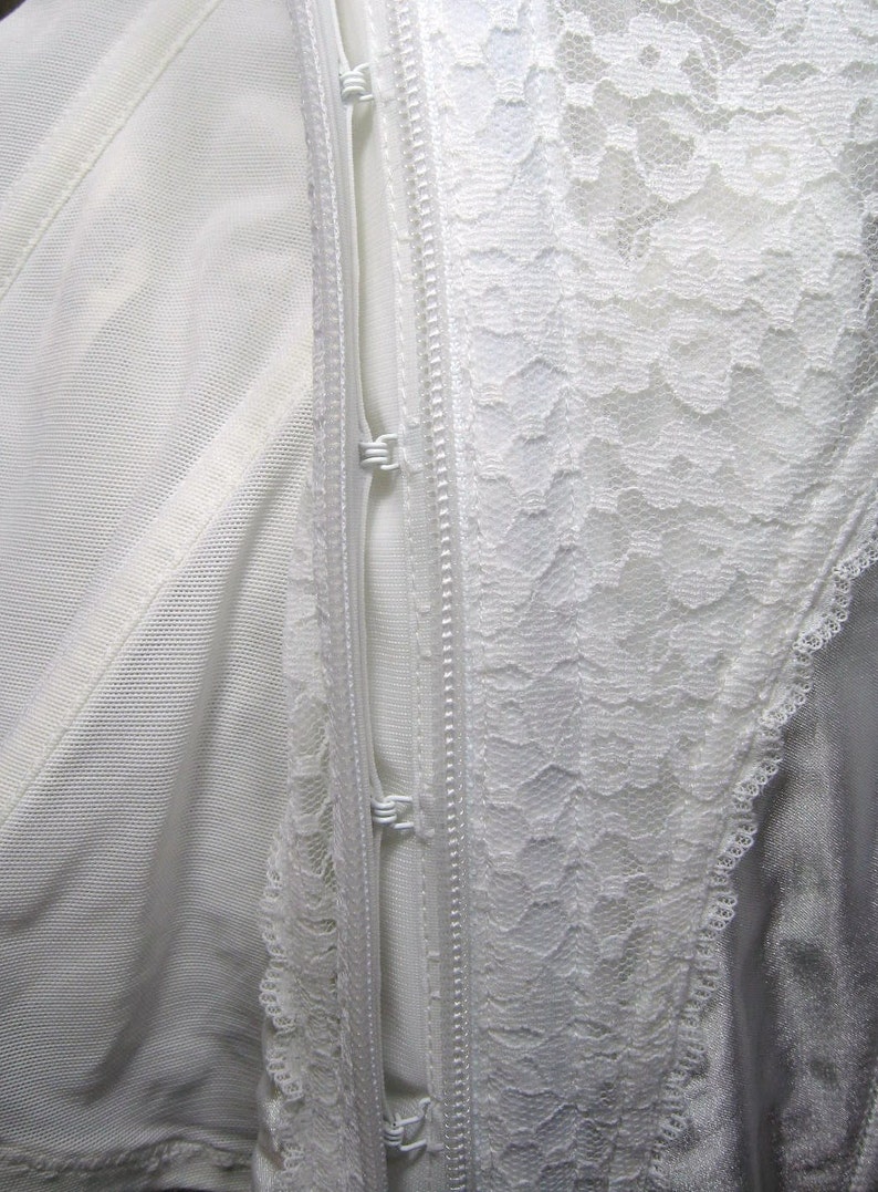 Vintage White Garter Corset Boned Merry Widow Zip Front 90s Etsy