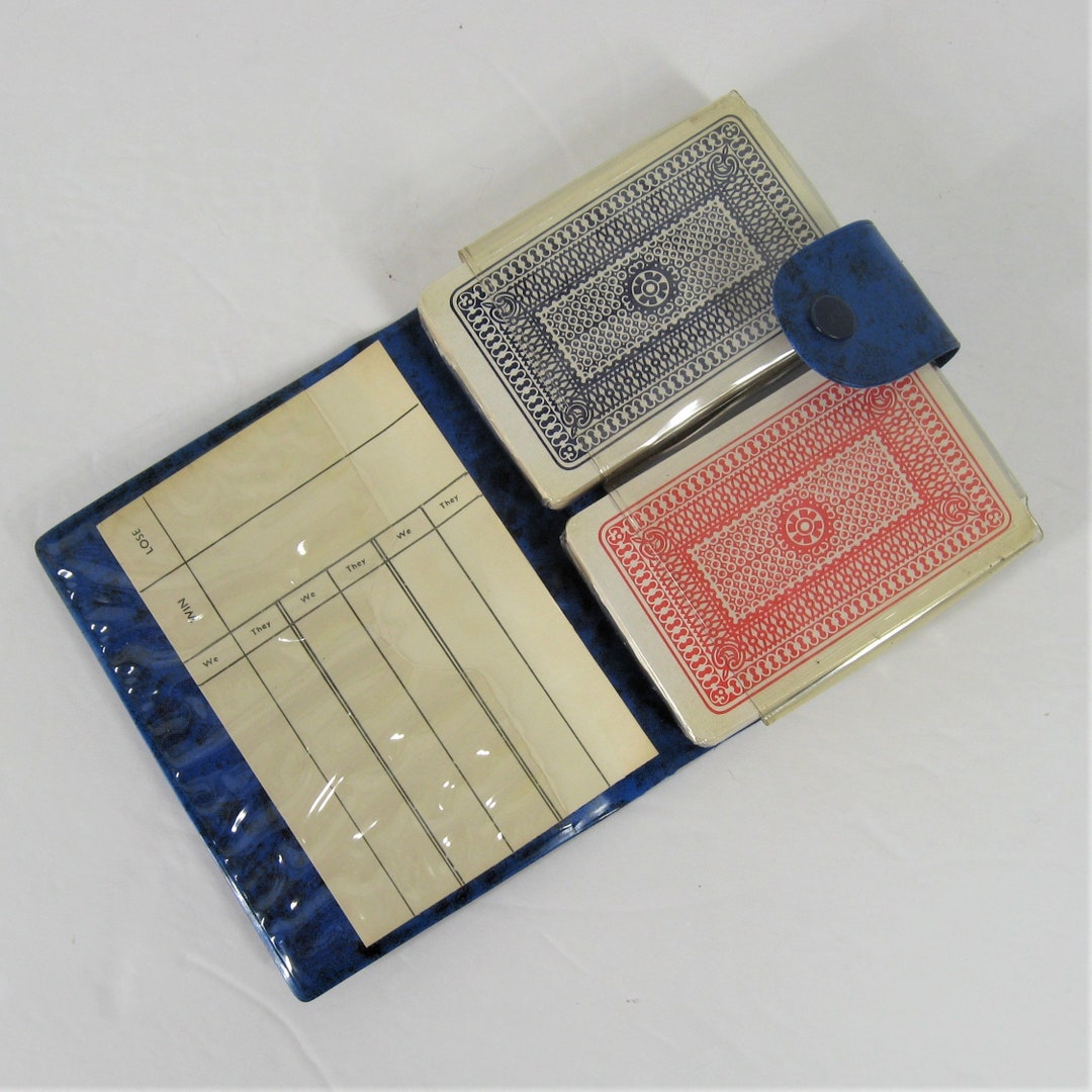 Playing Card Storage Book Case With Pair of Sealed Card Decks 70s 80s ...