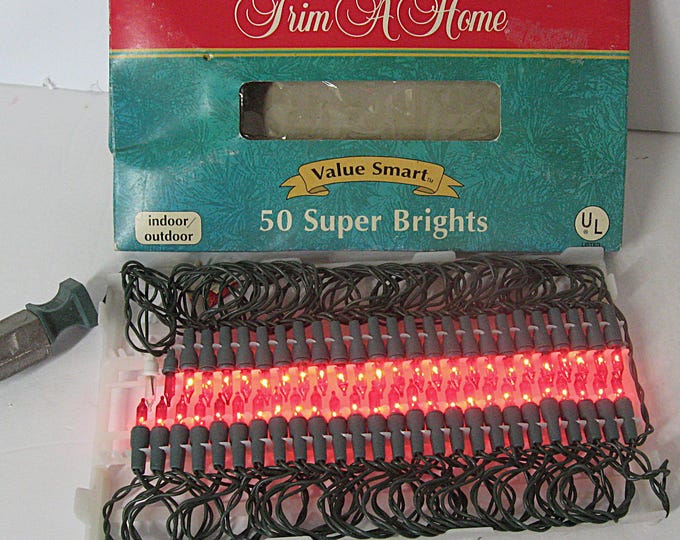 Red String Lights Vintage NIB 50 Super Brights Kmart Trim A Home 22 ...