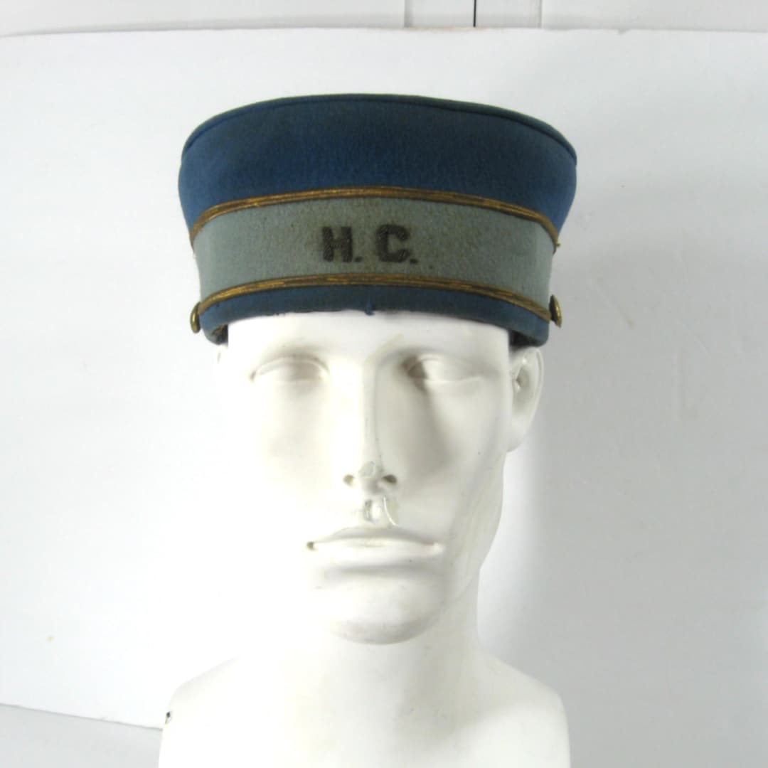 Antique Hat 1910s Blue Wool Pillbox Cap W/ Metallic Braid, Vintage ...