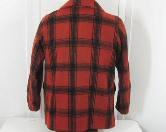 40s 50s Hunting Jacket Wool Buffalo Plaid Red & Black 40s 50s Hunting Jacket Wool Buffalo Plaid Red & Black