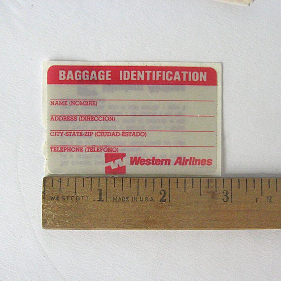 70s Western Airlines Baggage ID Label Sticker 20 Lot … - Gem