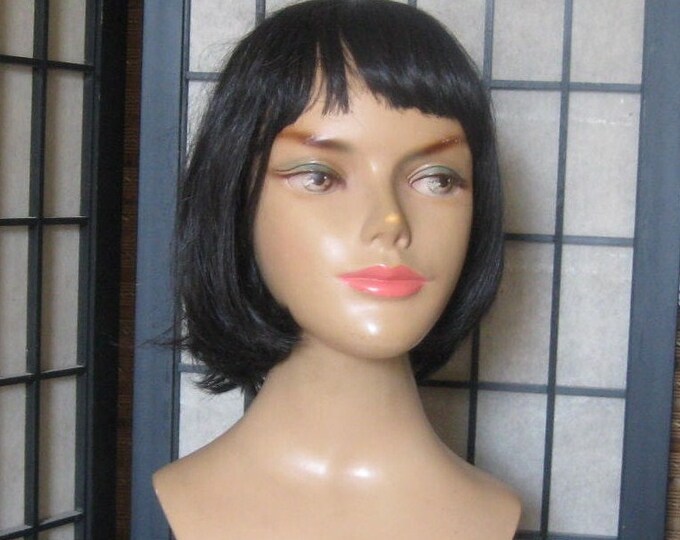 Pulp Fiction, 20's Style Bob, Black Wig With Bangs Vintage - Etsy