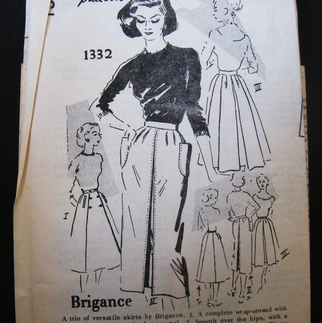 50s Vintage Pattern 3 Skirts in One Unused Spadea 1332, Styles Pencil ...
