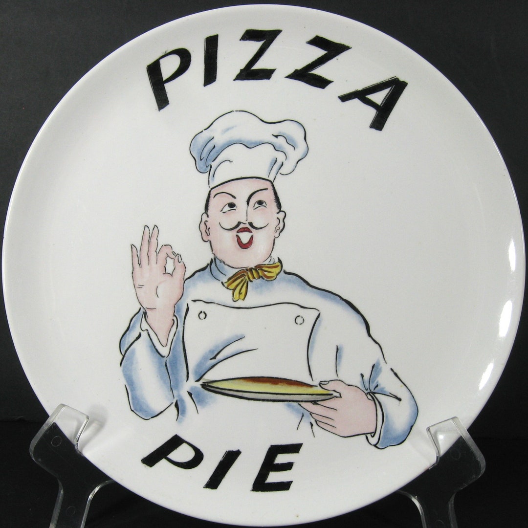 50s 60s Pizza Pie Platter 12 Vintage Hand Painted Charming Chief Ideal ...