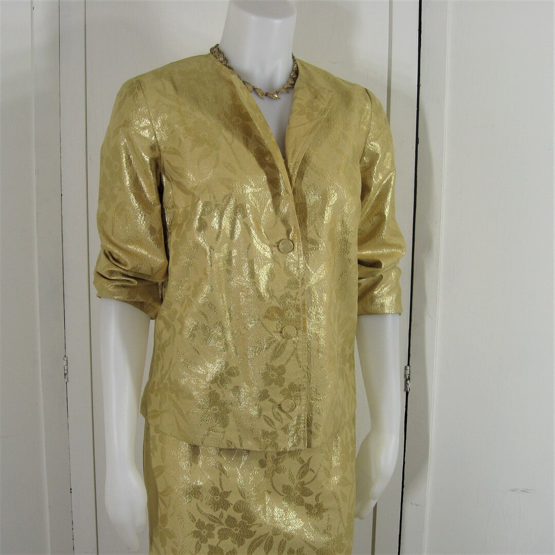 Vintage 50s Gold Lame Cocktail Suit Pencil Skirt & Jacket - Etsy