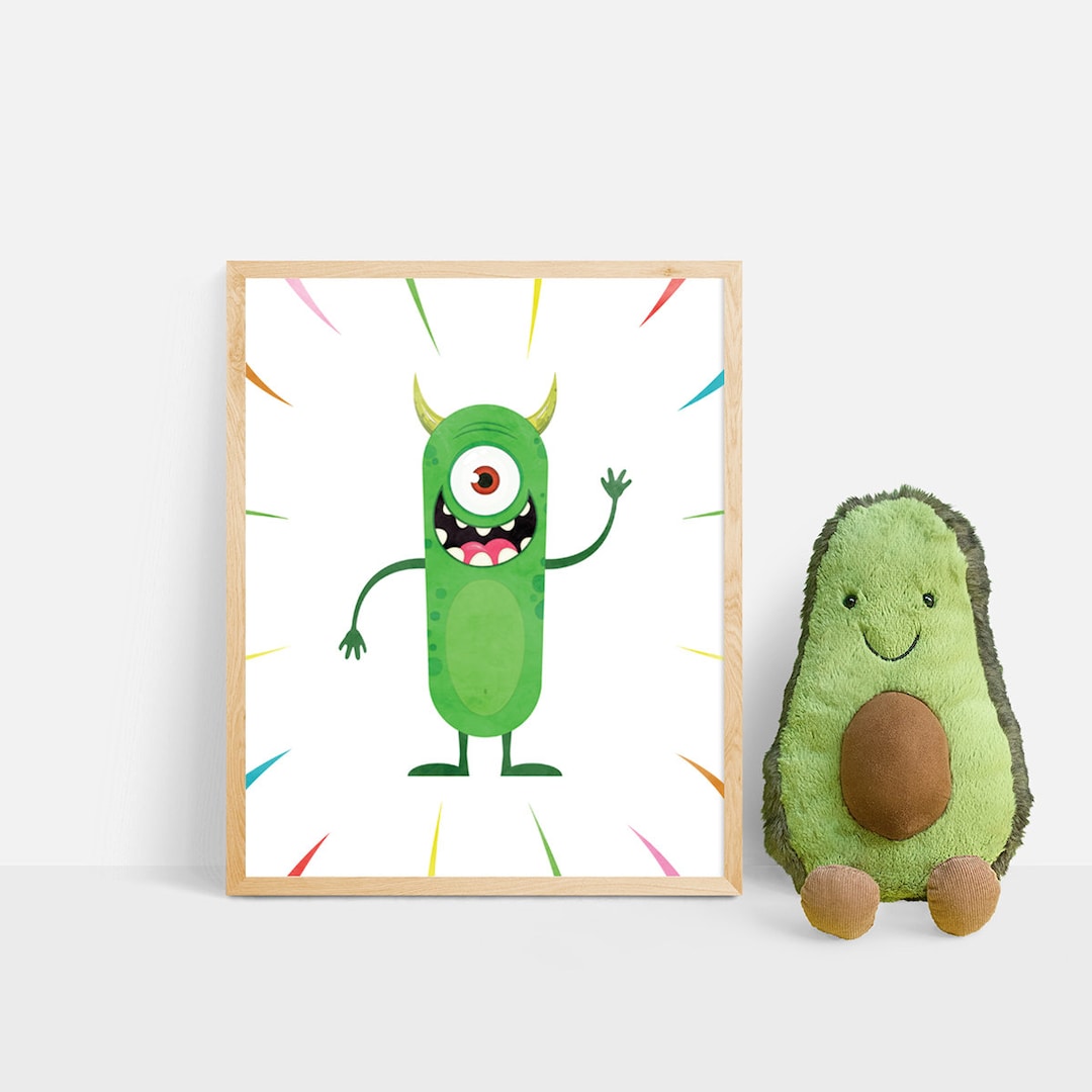 Green Monsters Print, Monsters Nursery Print, Funny Monsters, Cute ...