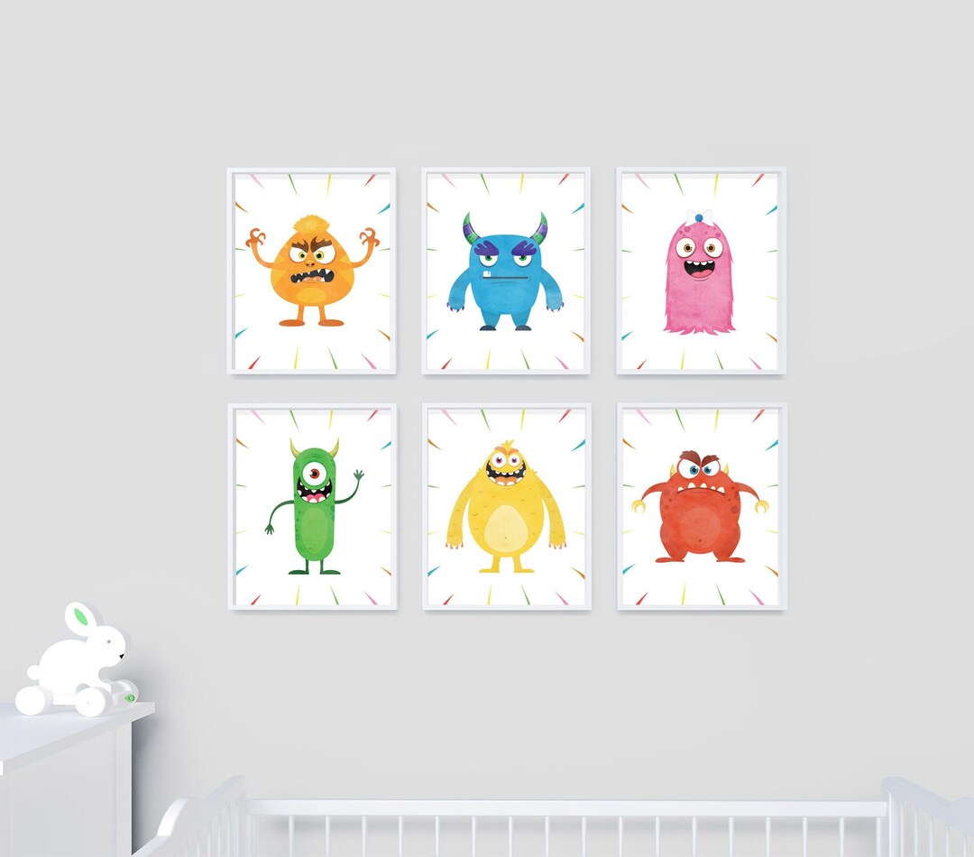 Monsters Print Set, Monsters Nursery Print Set, Funny Monsters Print ...