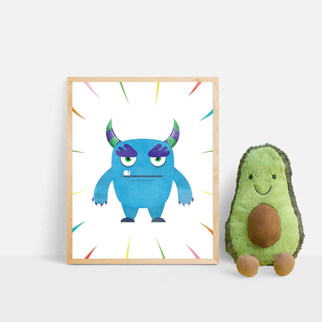 Blue Monsters Print, Monsters Nursery Print, Funny Monsters, Cute ...