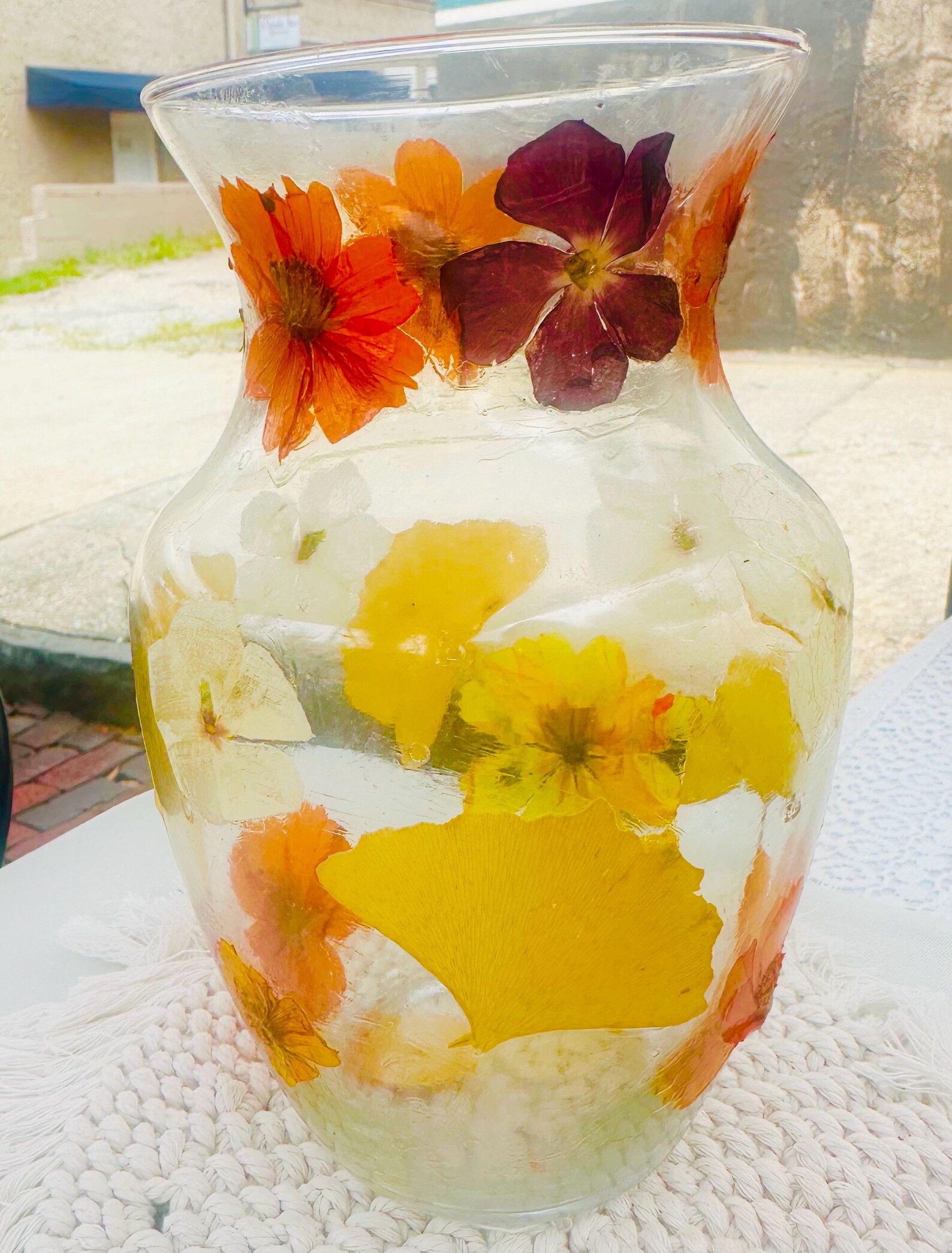 Pressed Wildflower Glass Vase, Real Pressed Flower Vase, Botanical Art ...