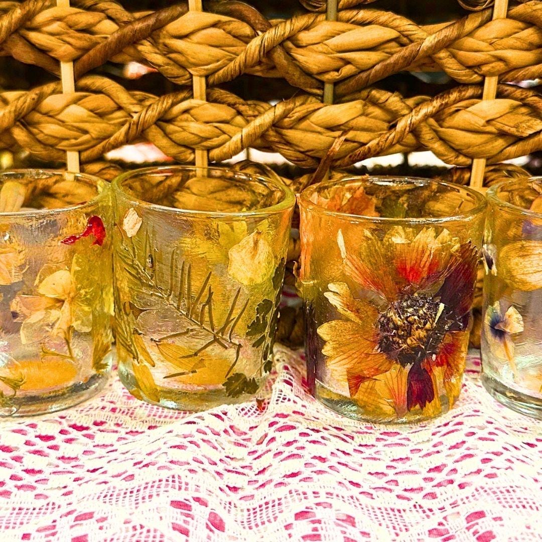 Pressed Wildflower Votive Candle Holder, Botanical Art, Real Pressed ...