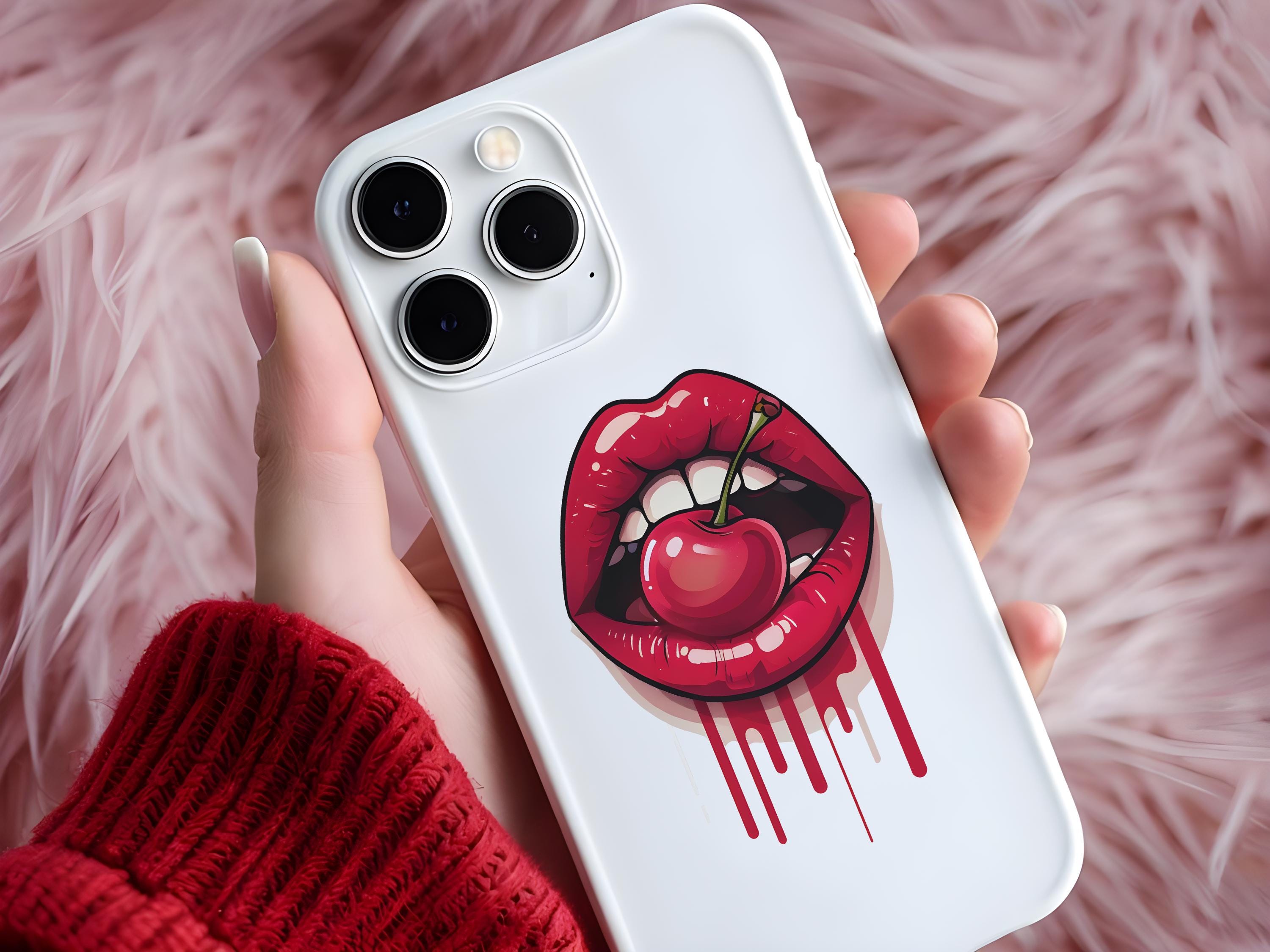8 PNG/JPEG Cherry Lips Clipart | Glossy Red Lips With Cherry Coquette ...