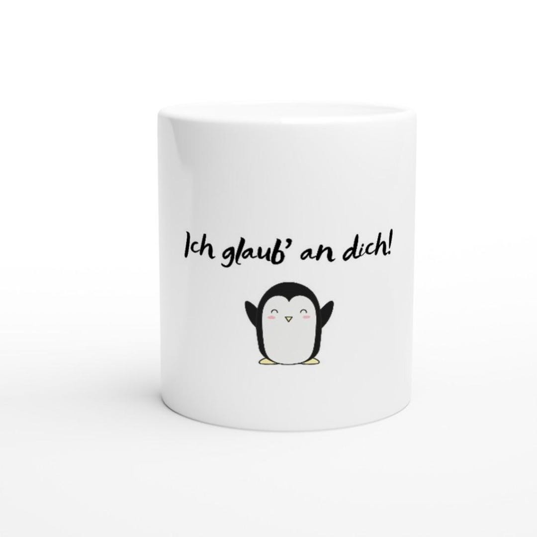 White Ceramic Mug With Penguin i Believe in You - Etsy