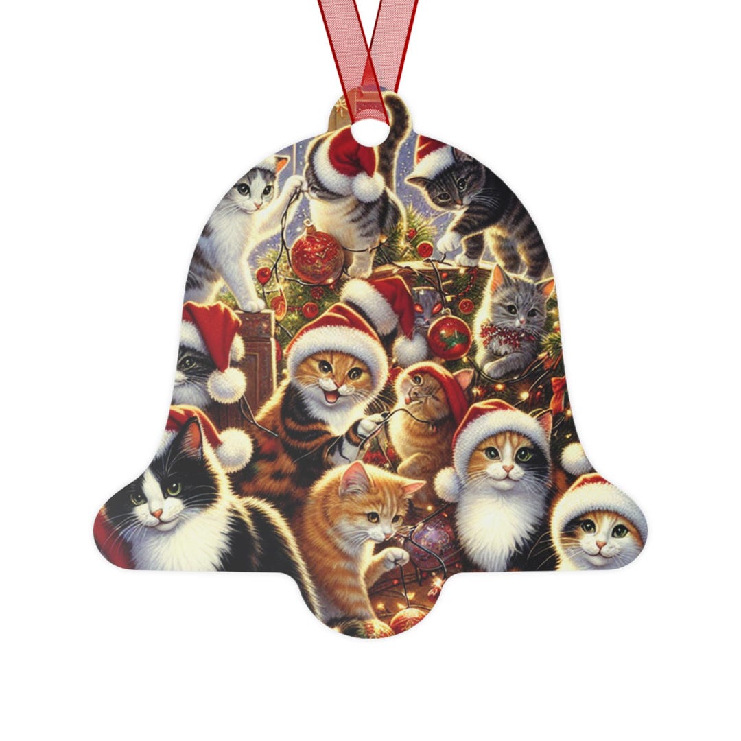 Holiday Cats, Bell Shaped Metal Ornament - Etsy