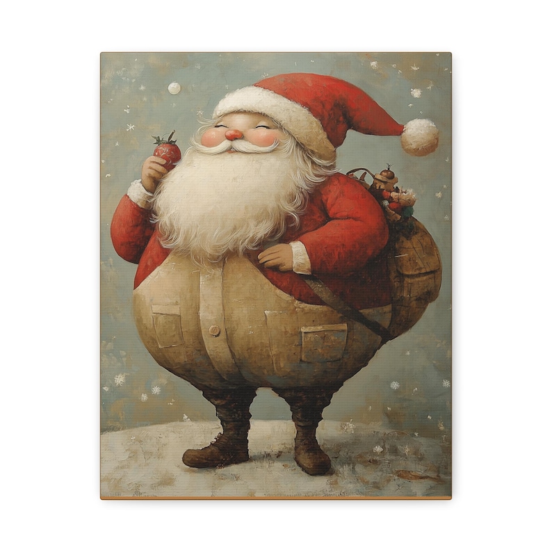 Canvas Wall Art, Fat Little Santa Elf Matte Stretched Print, Holiday ...