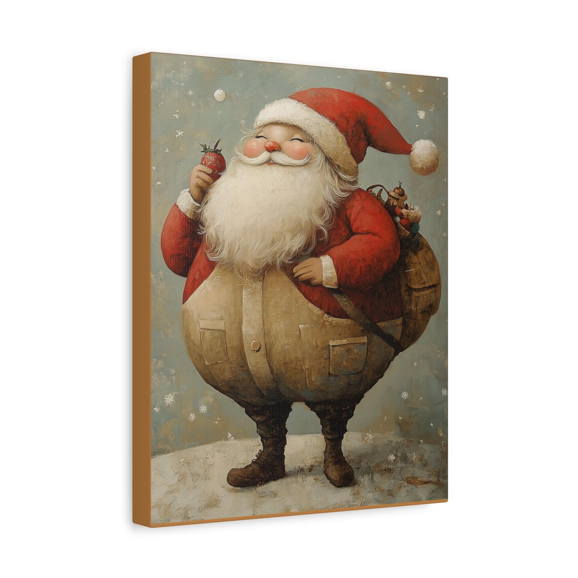 Canvas Wall Art, Fat Little Santa Elf Matte Stretched Print, Holiday ...