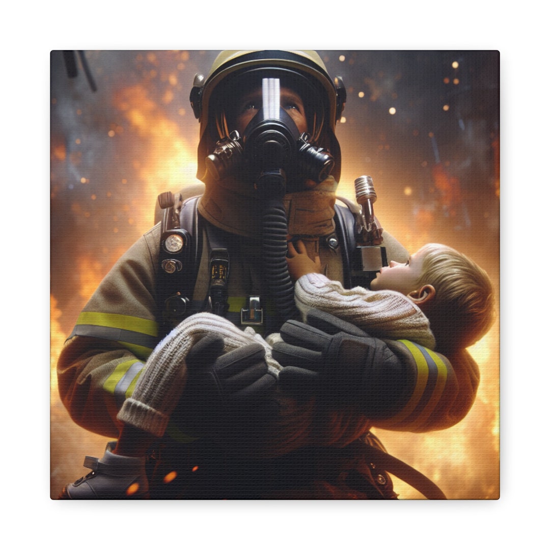 Firefighter, Fireman, Rescue, Fire, Emergency, Hero, Action, Canvas ...