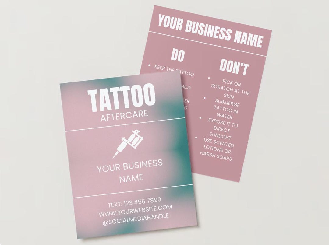 Tattoo Aftercare Flyer - Digital Canva Template - Etsy