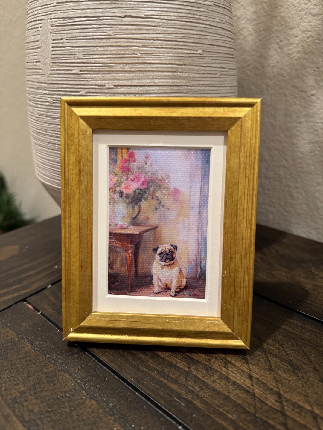 Pug Mini Canvas Print in Gold Frame Home Decor - Etsy