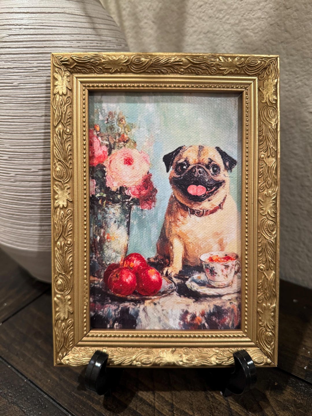 Pug at Table in Vintage Frame-canvas Print Home Decor - Etsy