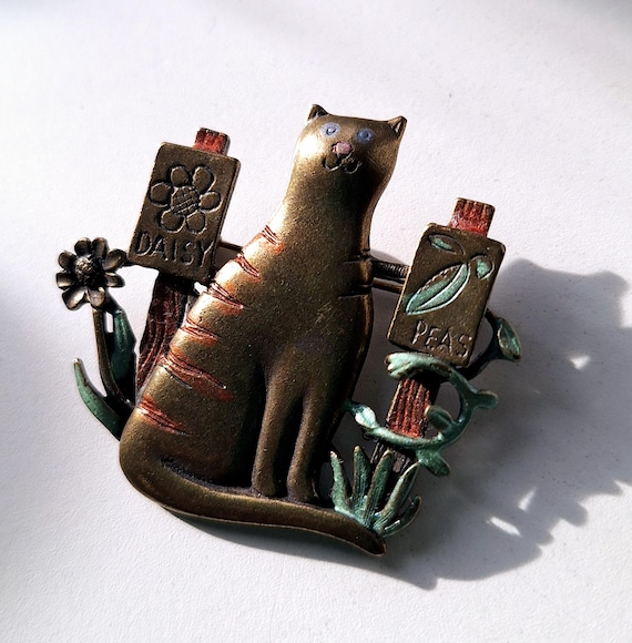 Antique early 1900's cat pin Edwardian brooch for cat… - Gem
