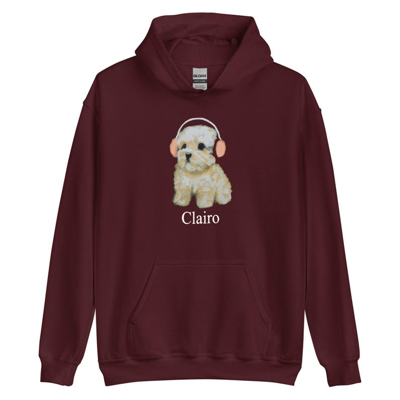 Clairo Dog Hoodie – Cute Dog With Headphones Graphic, Indie Music Fan ...