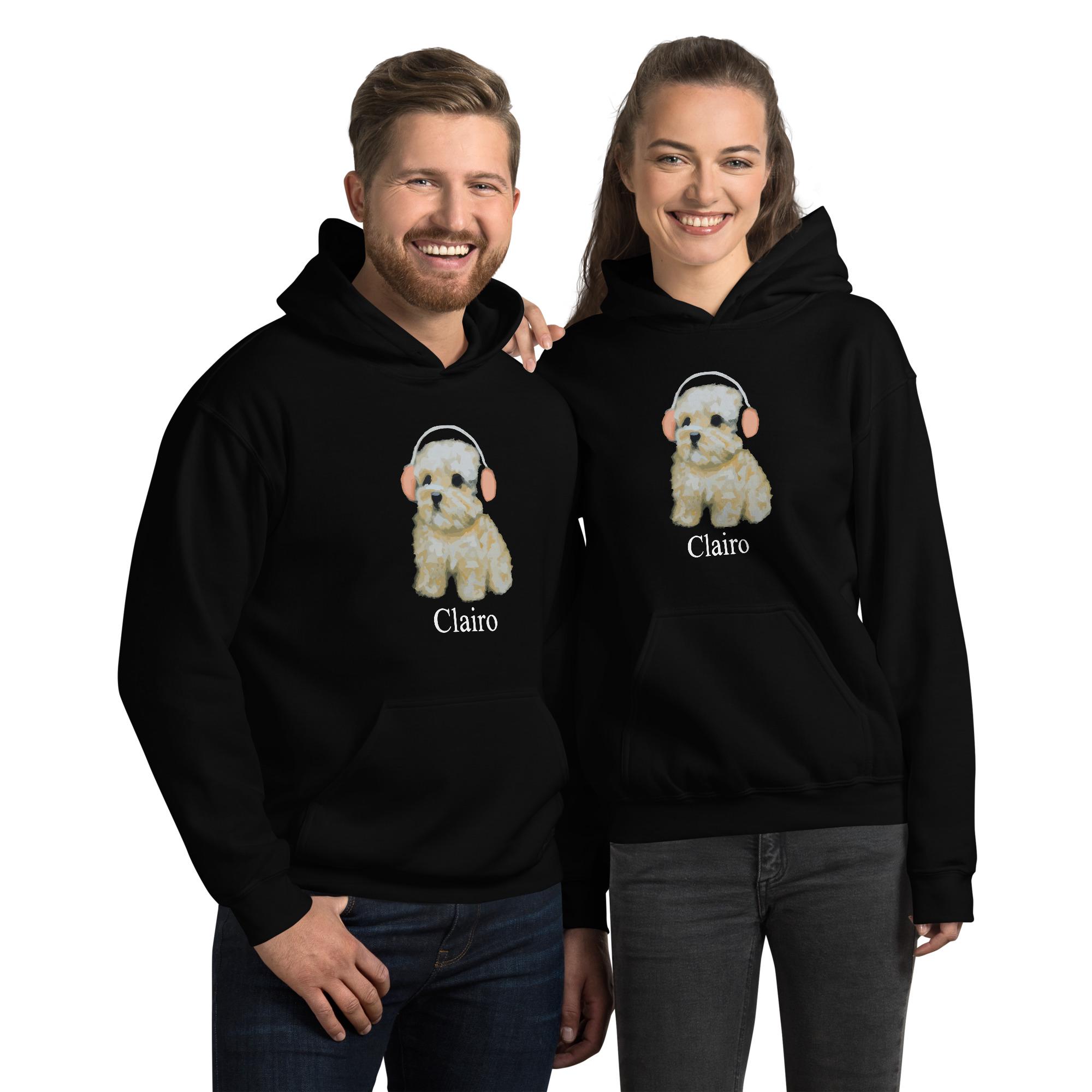 Clairo Dog Hoodie – Cute Dog With Headphones Graphic, Indie Music Fan ...