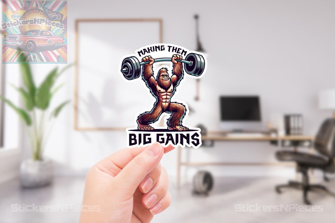 Bigfoot Exercise Kiss-cut Vinyl Decals, Workout Cryptid Lover Sticker ...