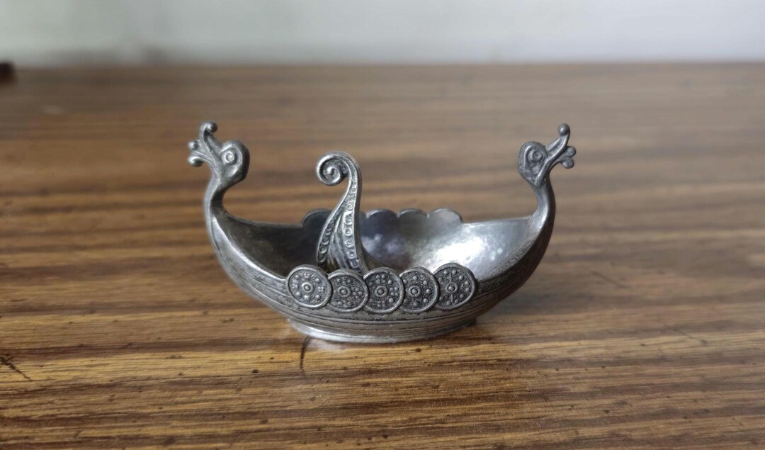 Vintage Norwegian Pewter Viking Ship Salt Cellar With Spoon - Etsy