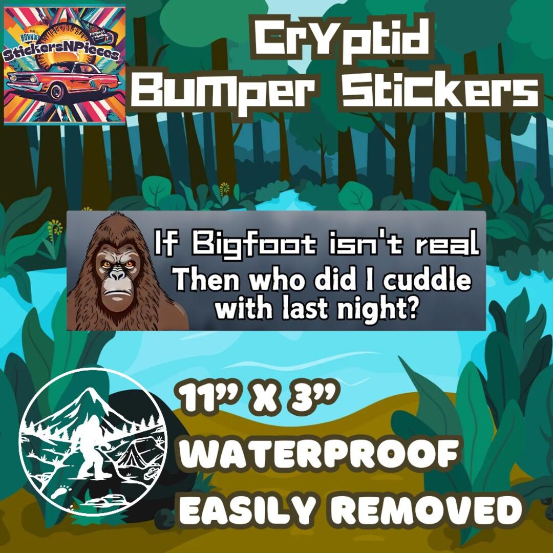 Funny Bigfoot Bumper Stickers Bigfoot Cuddling Urban Legend, Sasquatch ...