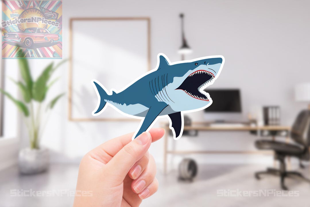 Great White Shark Vinyl Sticker – Shark Week Decal, Cool Shark ...