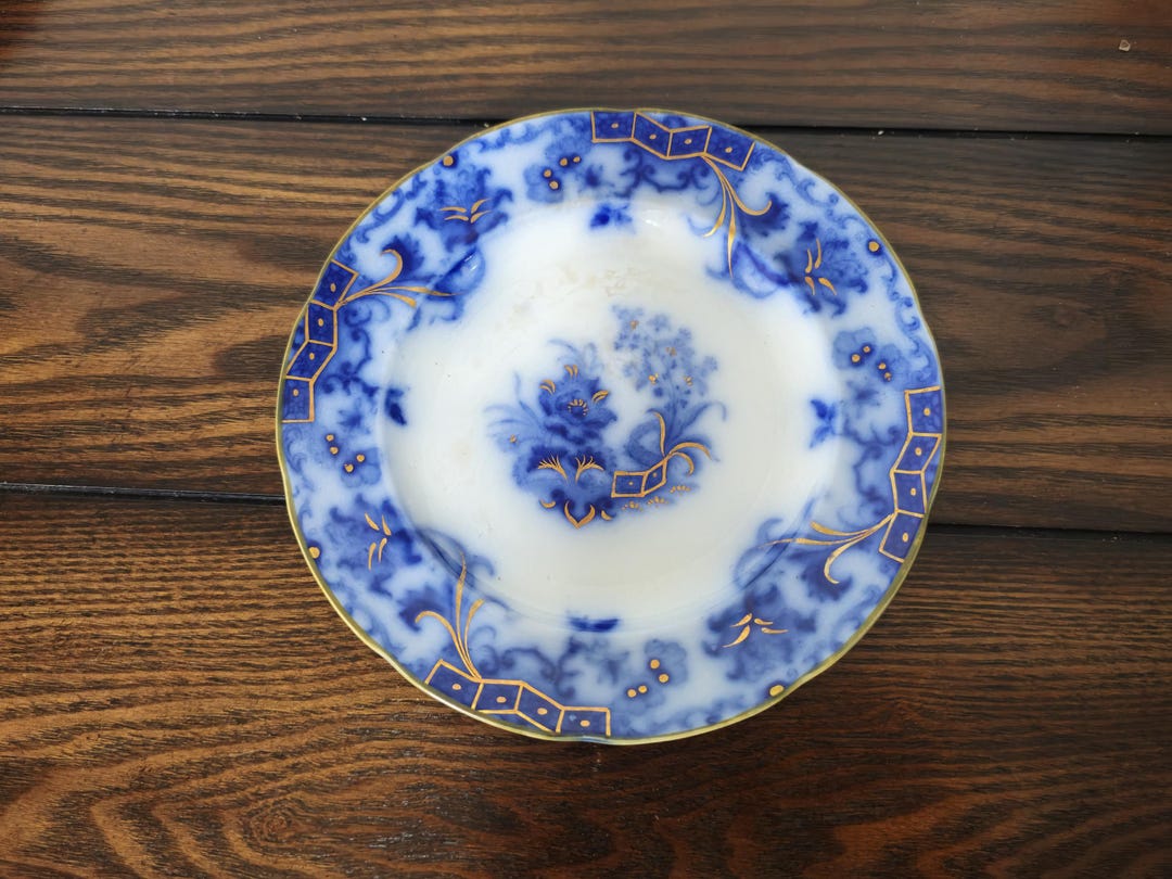 Antique Flow Blue Plate | J.G. Alcock Carlton Pattern | Antique ...