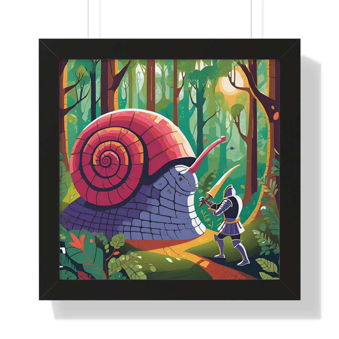 Mosaic Medieval Knight Vs Snail Art Print, Unique Wall Decor, Framed ...