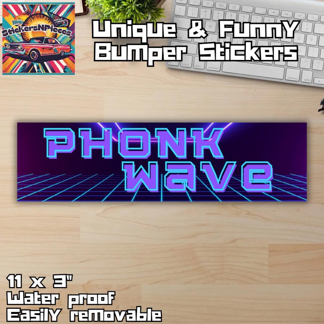 Retro phonk Wave Bumper Sticker Geometric Design Aesthetic Car Decal ...