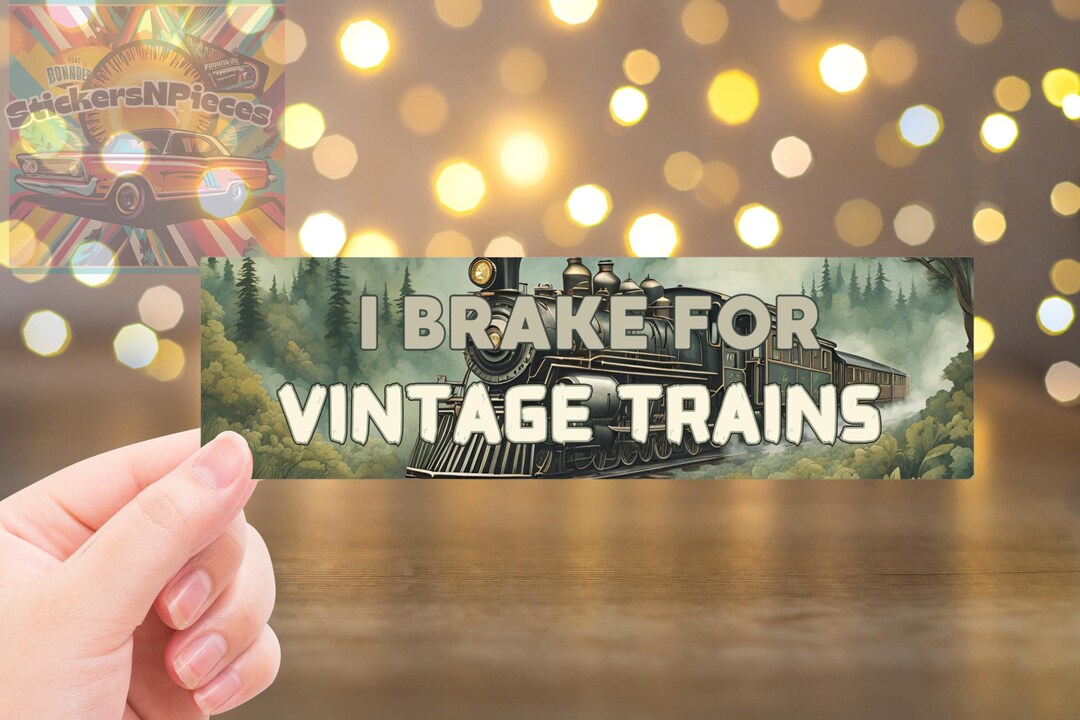 Retro Train Bumper Sticker – Vintage Train Car Decal, Classic Railroad ...