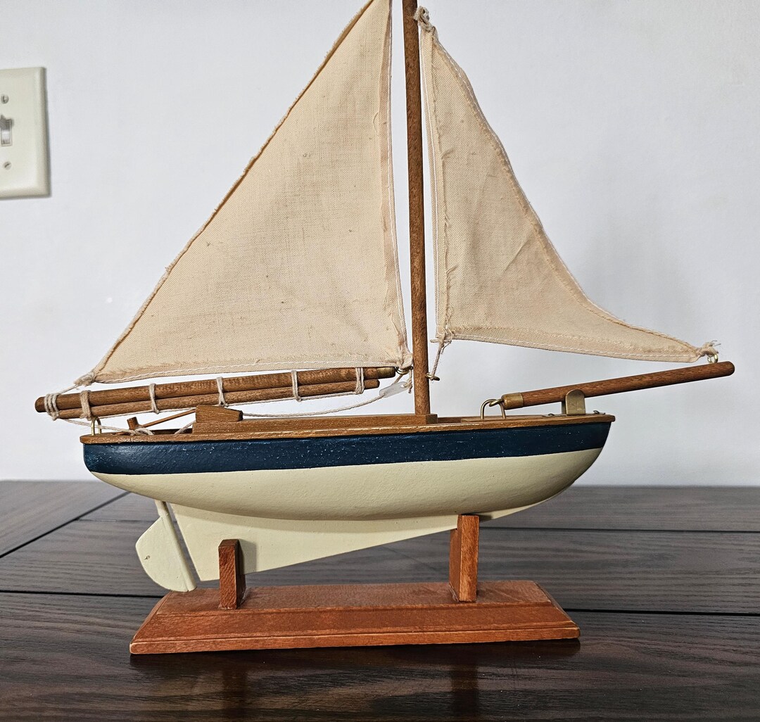 Vintage Model Ship – Detailed Wooden Sail Ship Replica – Maritime Decor ...
