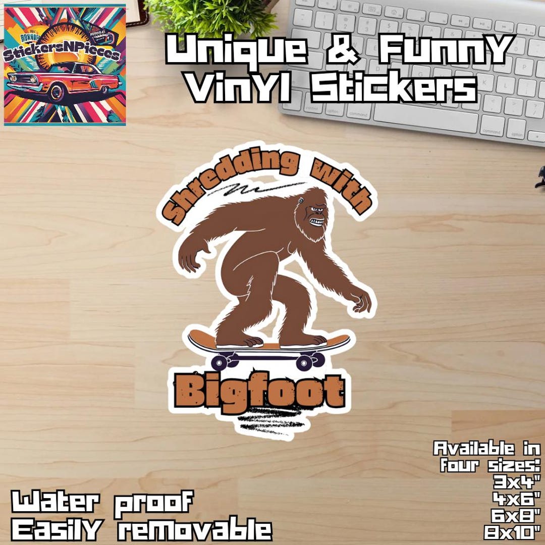 Skater Bigfoot Vinyl Sticker Skateboarding Shredding With Bigfoot Vinyl ...