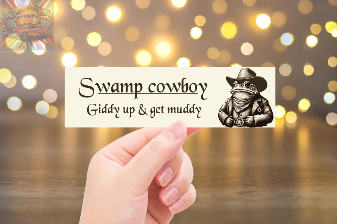 Funny Swamp Cowboy Toad Bumper Sticker - Western Style Vinyl Decal ...