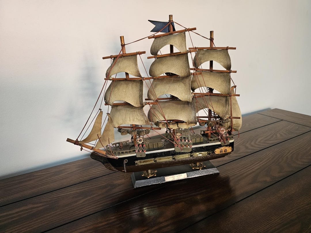 Vintage USS Constitution 1814 Ship Model – Detailed Wooden Clipper Ship ...