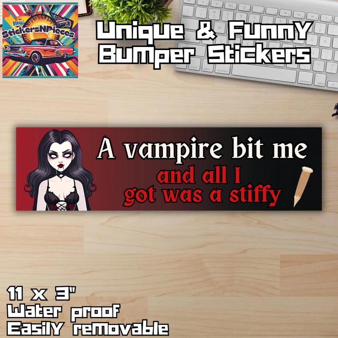 Gothic Vampire Bumper Sticker Funny Crude Humor, Bite Me Sticker ...