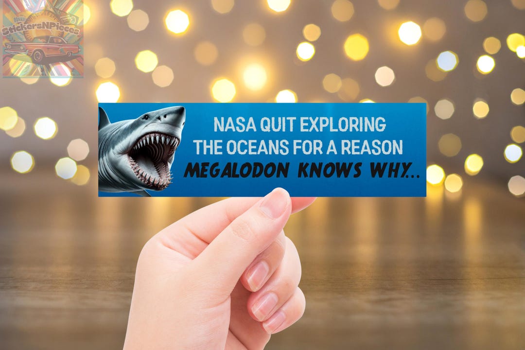 Megalodon Bumper Sticker – Cryptid Shark Sea Monster Decal, Funny Urban ...