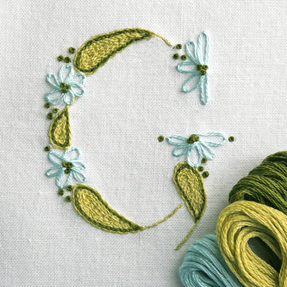 Crewel Embroidery Pattern DIY Pattern Pdf Monogram G is for Garden ...