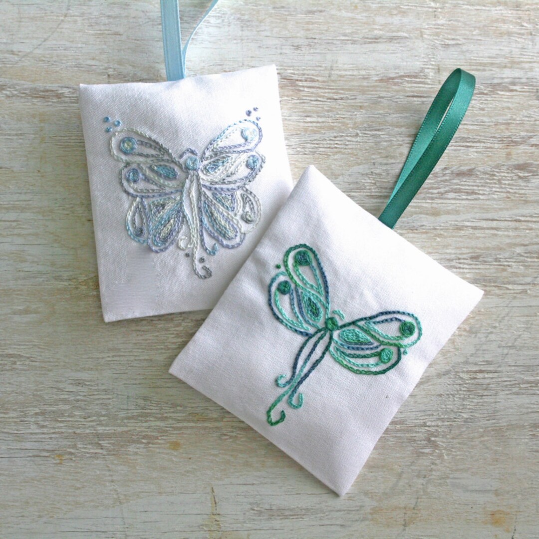 DIY Pdf Crewel Embroidery Pattern Angels Butterfly and Dragonfly ...