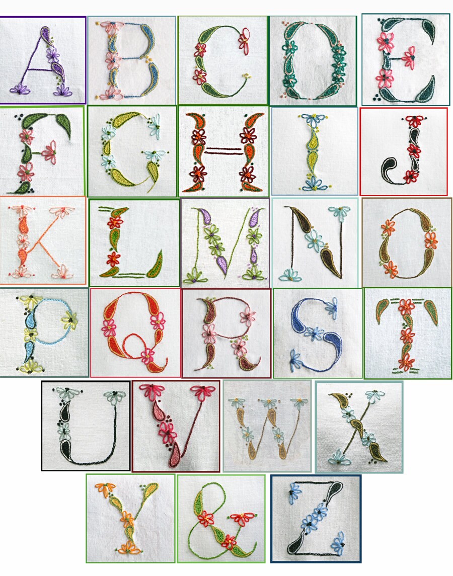 Crewel Embroidery Pattern DIY Pattern pdf Monogram Alphabet | Etsy