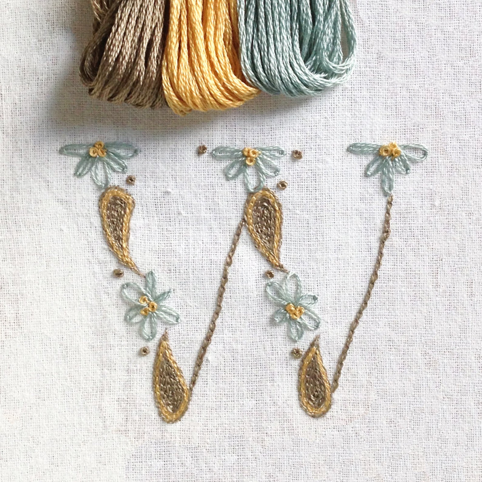 Crewel Embroidery Pattern Beginner DIY Pattern Pdf Monogram W - Etsy