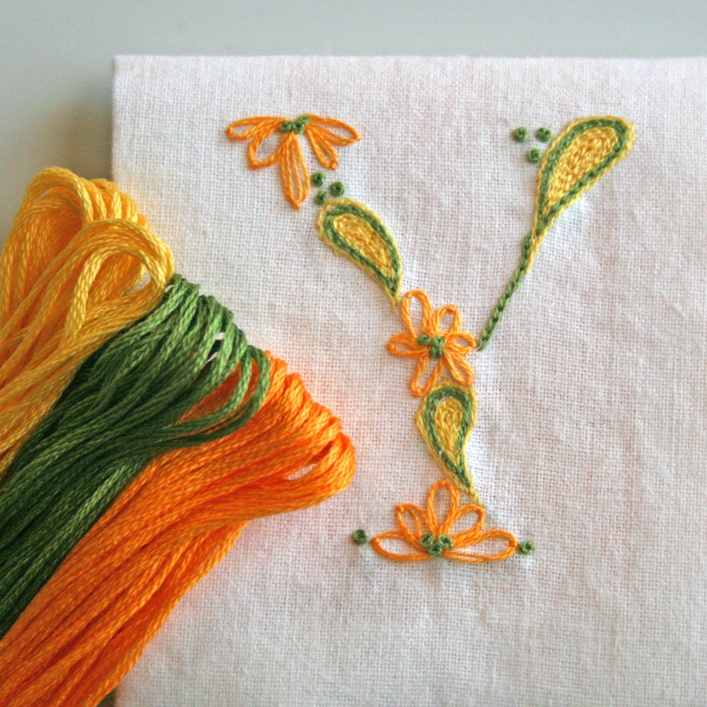 Crewel Embroidery Kit DIY Pattern Pdf N Monogram Y is for - Etsy