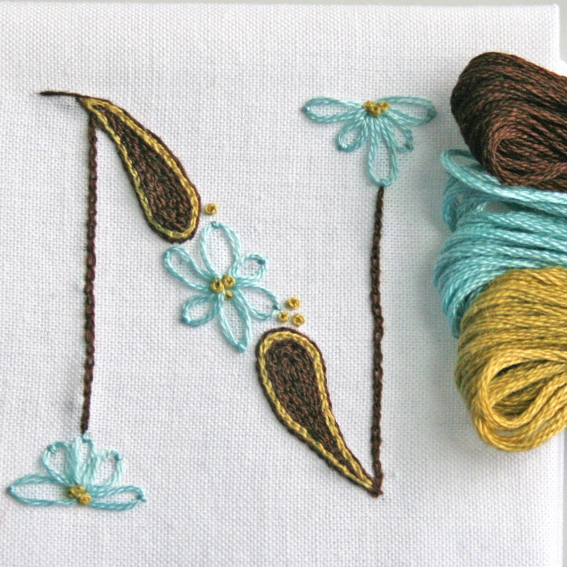 Crewel Embroidery Kit DIY Pattern Pdf Monogram N Instant - Etsy
