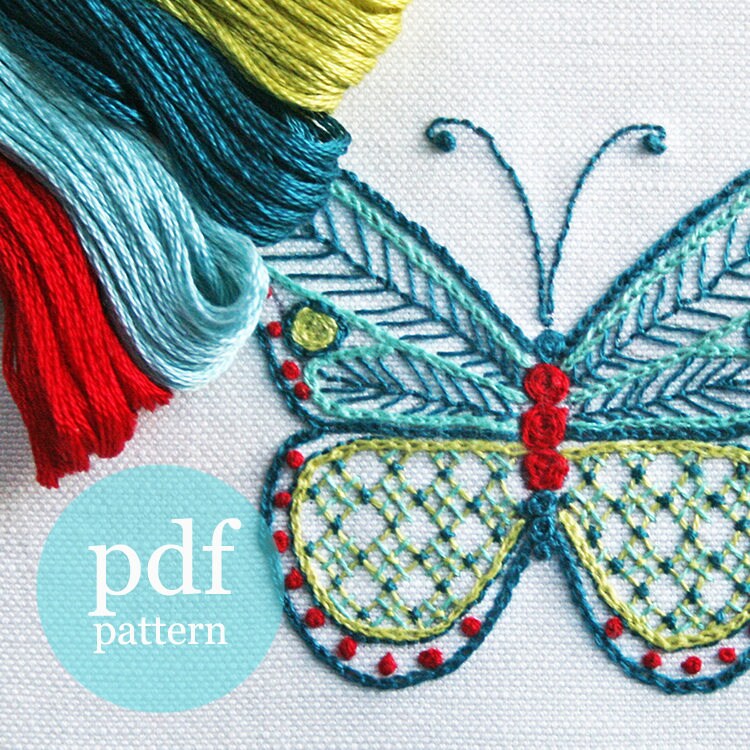 Butterfly Embroidery Pattern Embroidery Pattern pdf Crewel | Etsy