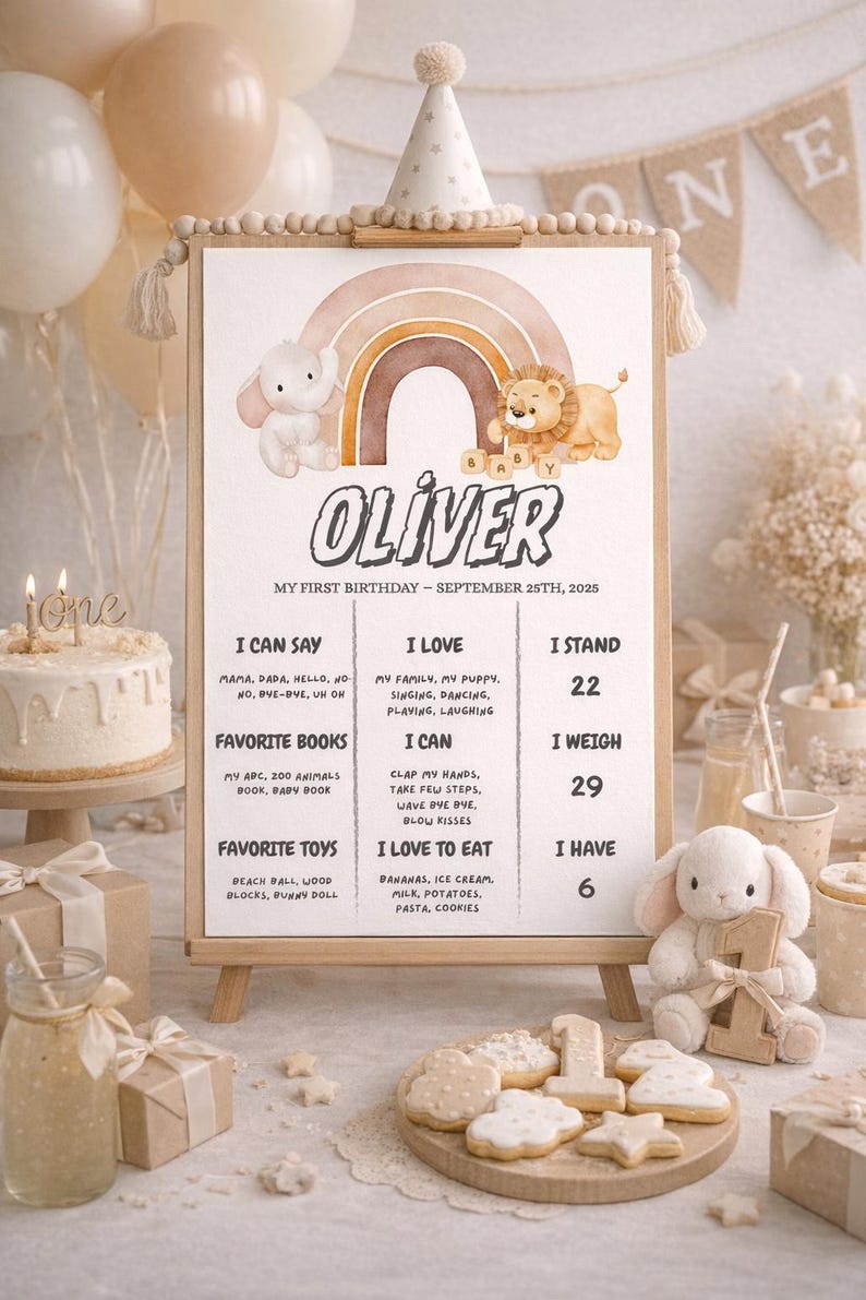 Baby Boy First Year Milestone Poster | Editable Canva Template | 1st ...